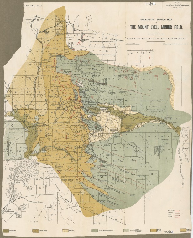 Geological sketch map of the Mount Lyell mining field - JPG 162.2 KB