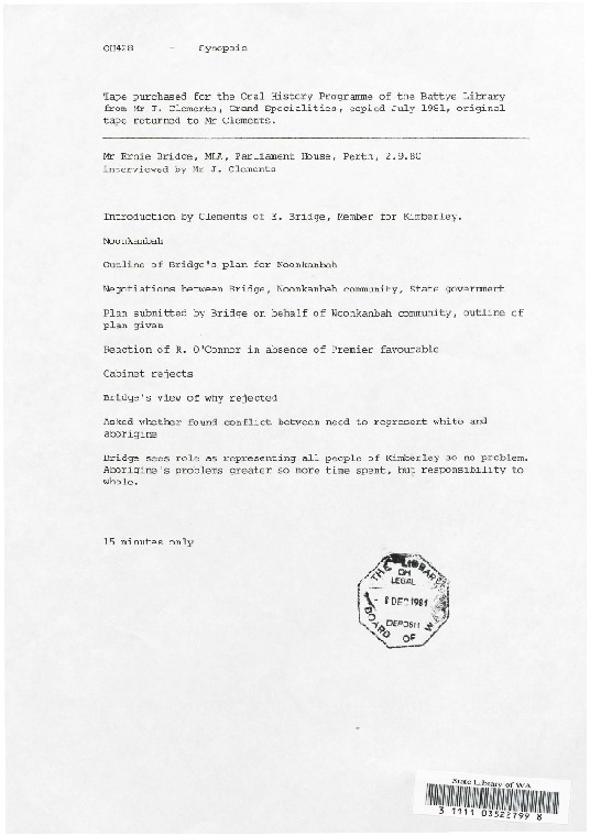 [Interview with Ernie Bridge] - PDF 2.4 MB