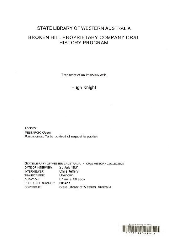 [Interview with Hugh Knight] - PDF 10.1 MB