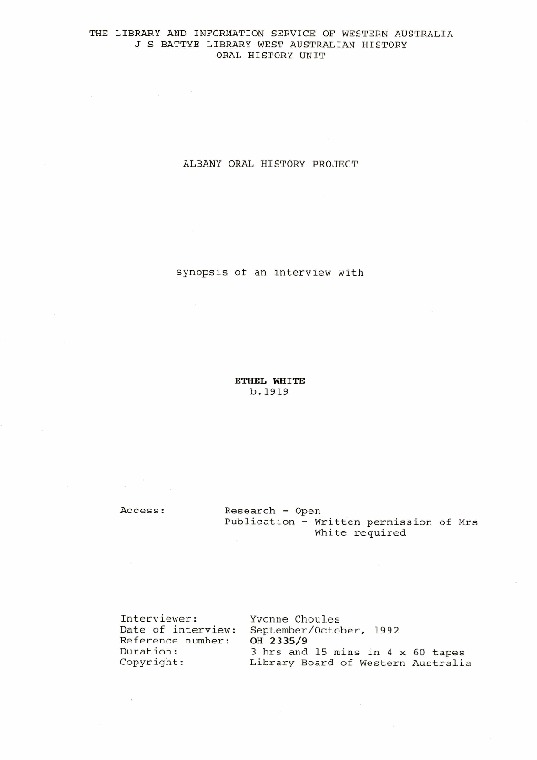 [Interview with Ethel White] - PDF 2.1 MB