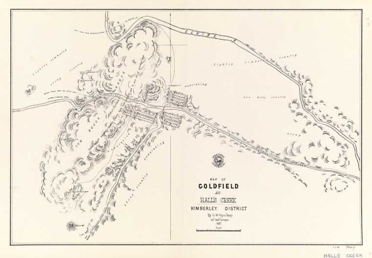 Map of goldfield at Hall's Creek Kimberley district - JPG 92.2 KB