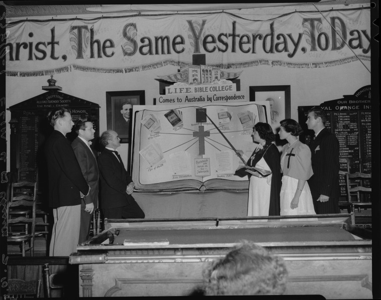 A revivalists meeting with American evangelists Elmer and Jean Darnell ...