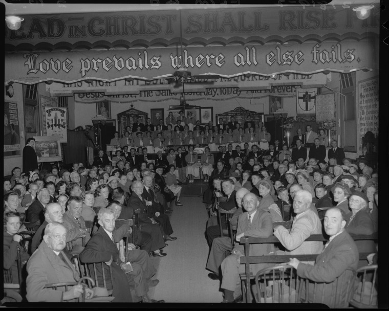 A revivalists meeting with American evangelists Elmer and Jean Darnell ...