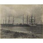 Rockingham jetty showing timber being loaded on ships