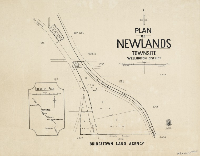 Plan of Newlands townsite, Wellington District - JPG 91.3 KB