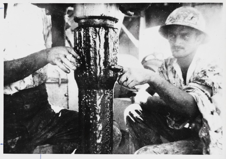 First flow of oil from Rough Range. - JPG 115.3 KB