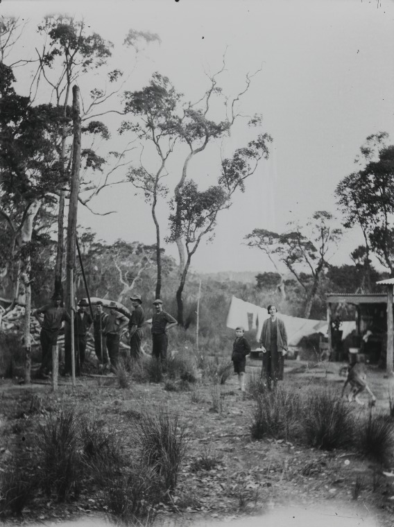 Erecting the first telephone pole outside the Nornalup Post Office ...