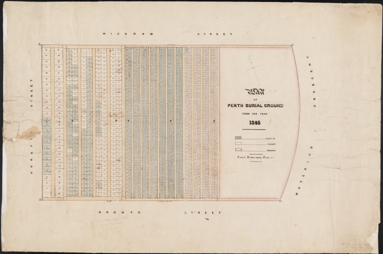 Chart of Perth burial ground from the year 1845 - JPG 87.7 KB