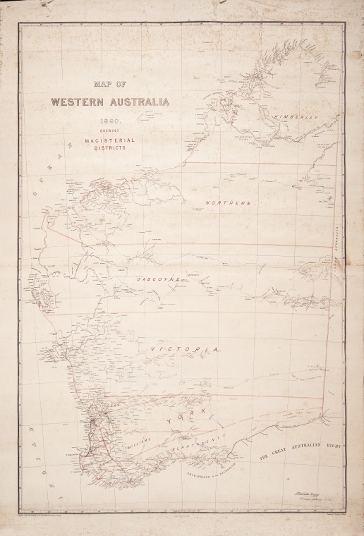 Map of Western Australia 1880 showing magisterial districts / - JPG 97.6 KB