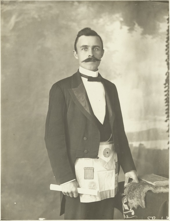 E. L. Mitchell wearing his Freemason's regalia. - JPG 70.8 KB