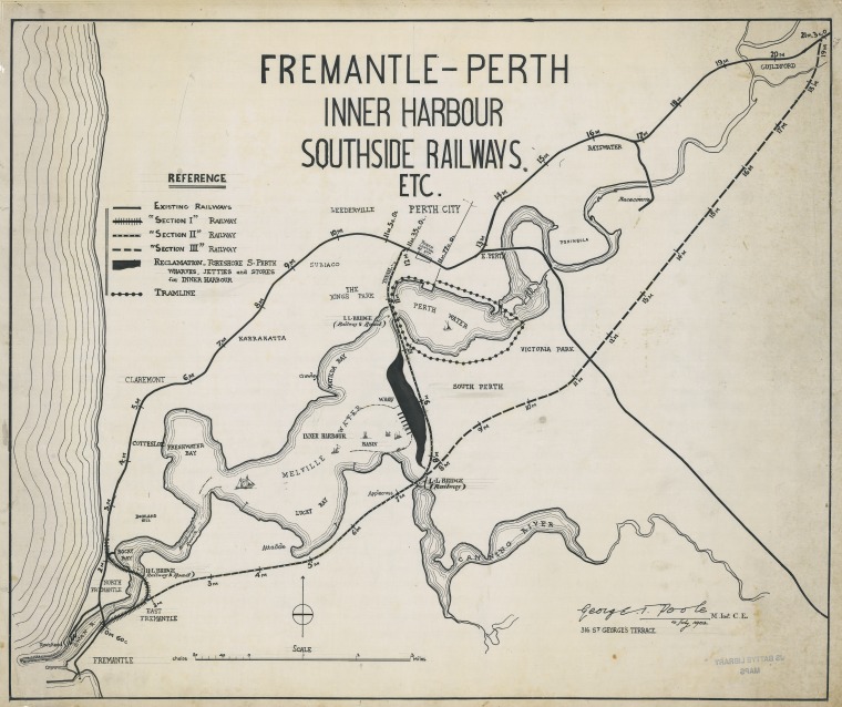 Fremantle-Perth, inner harbour, southside railways, etc. - JPG 135.0 KB