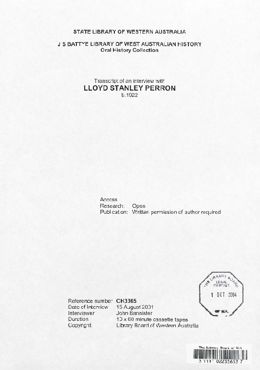 [Interview with Lloyd Stanley Perron] - PDF 71.7 MB