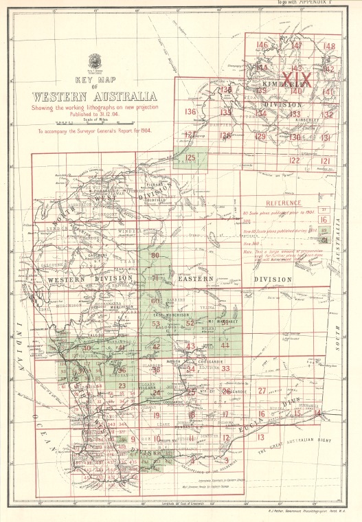 Key map of Western Australia showing the working lithographs on new ...
