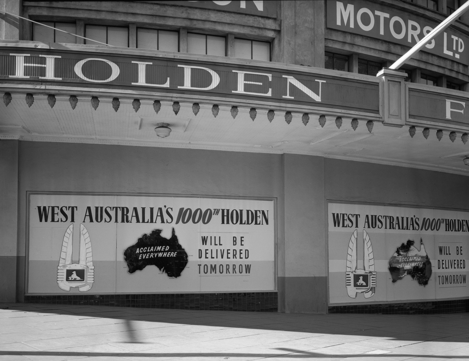 Showroom of Sydney Atkinson Motors Ltd. Holden dealer corner of William ...