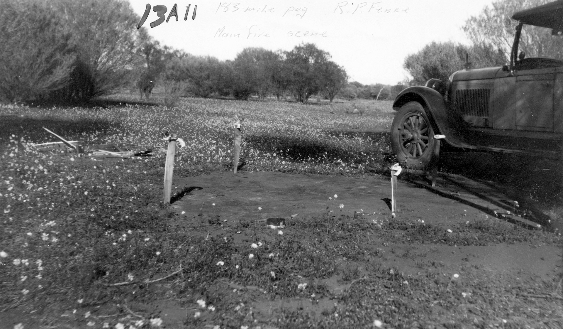 Remains of the fire used by Snowy Rowles to burn the body of Leslie ...