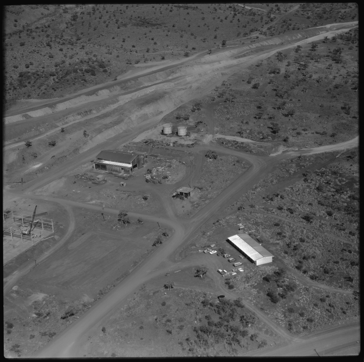 Aerial photographs of the construction of the iron mine at Mt Tom Price ...