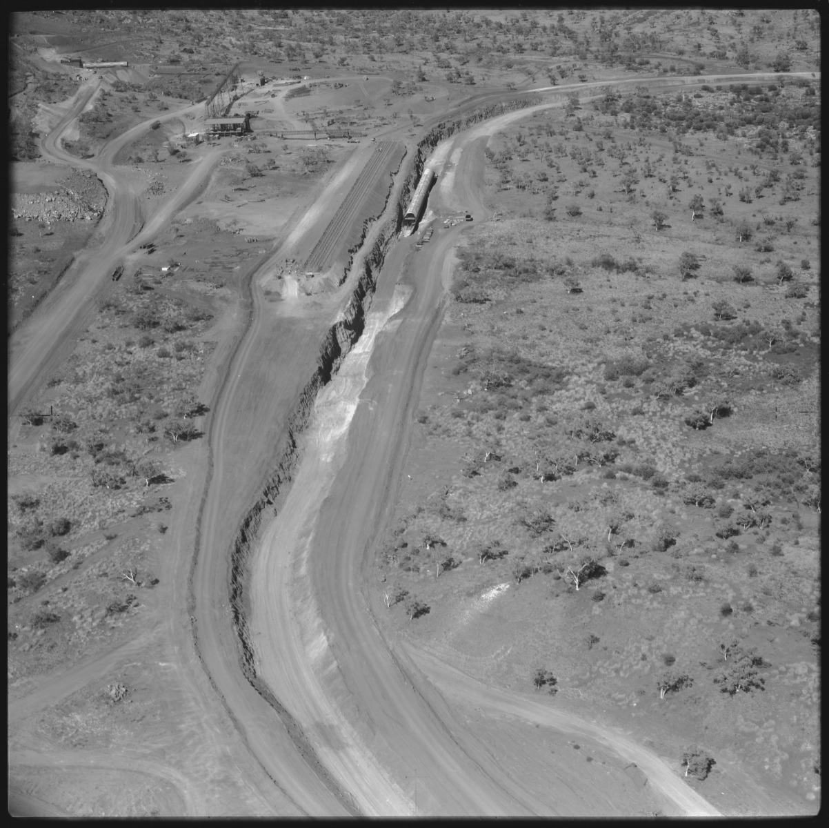 Aerial photographs of the construction of the iron mine at Mt Tom Price ...