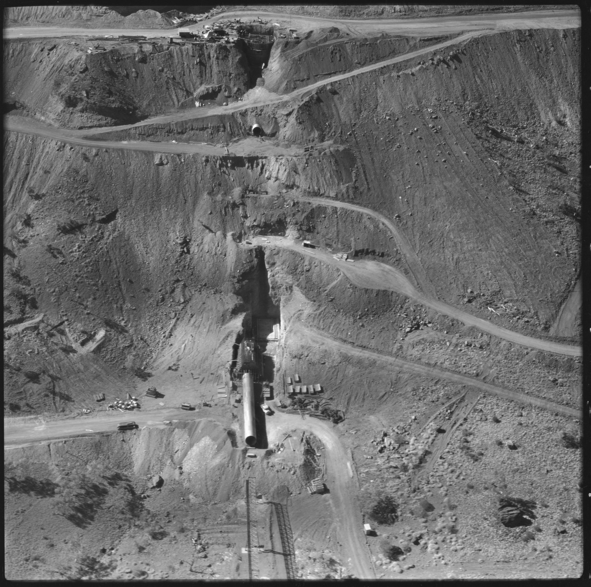 Aerial photographs of the construction of the iron mine at Mt Tom Price ...
