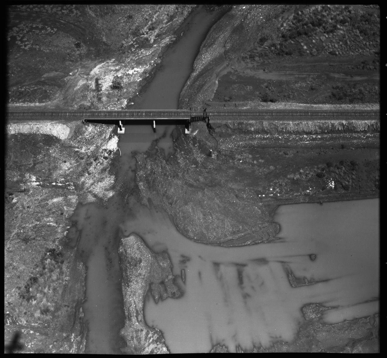 Aerial photographs of damage caused to the construction of Iron mining ...