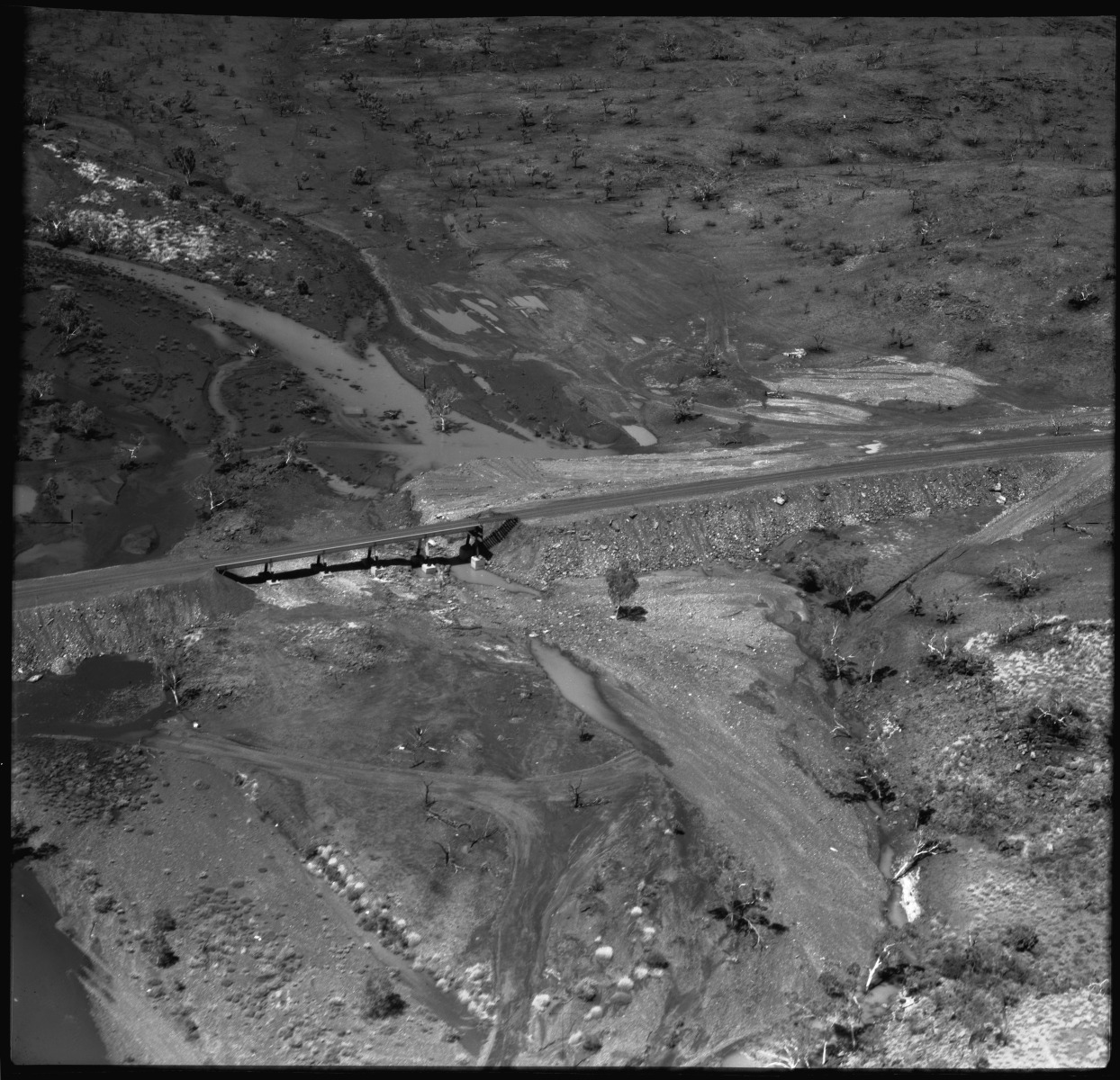 Aerial photographs of damage caused to the construction of Iron mining ...