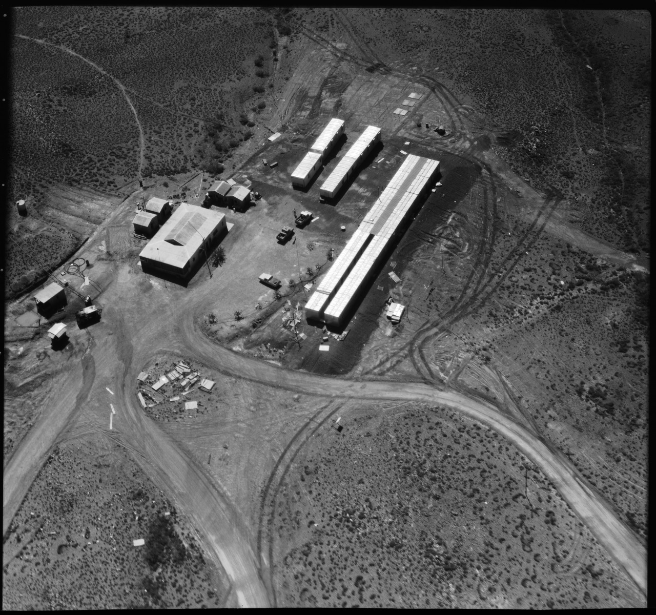 Aerial photographs of the construction of the iron mine at Mt ...