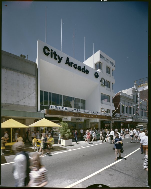 Moores, City Arcade, Bank of NSW and Sportslane in Hay Street Perth ...