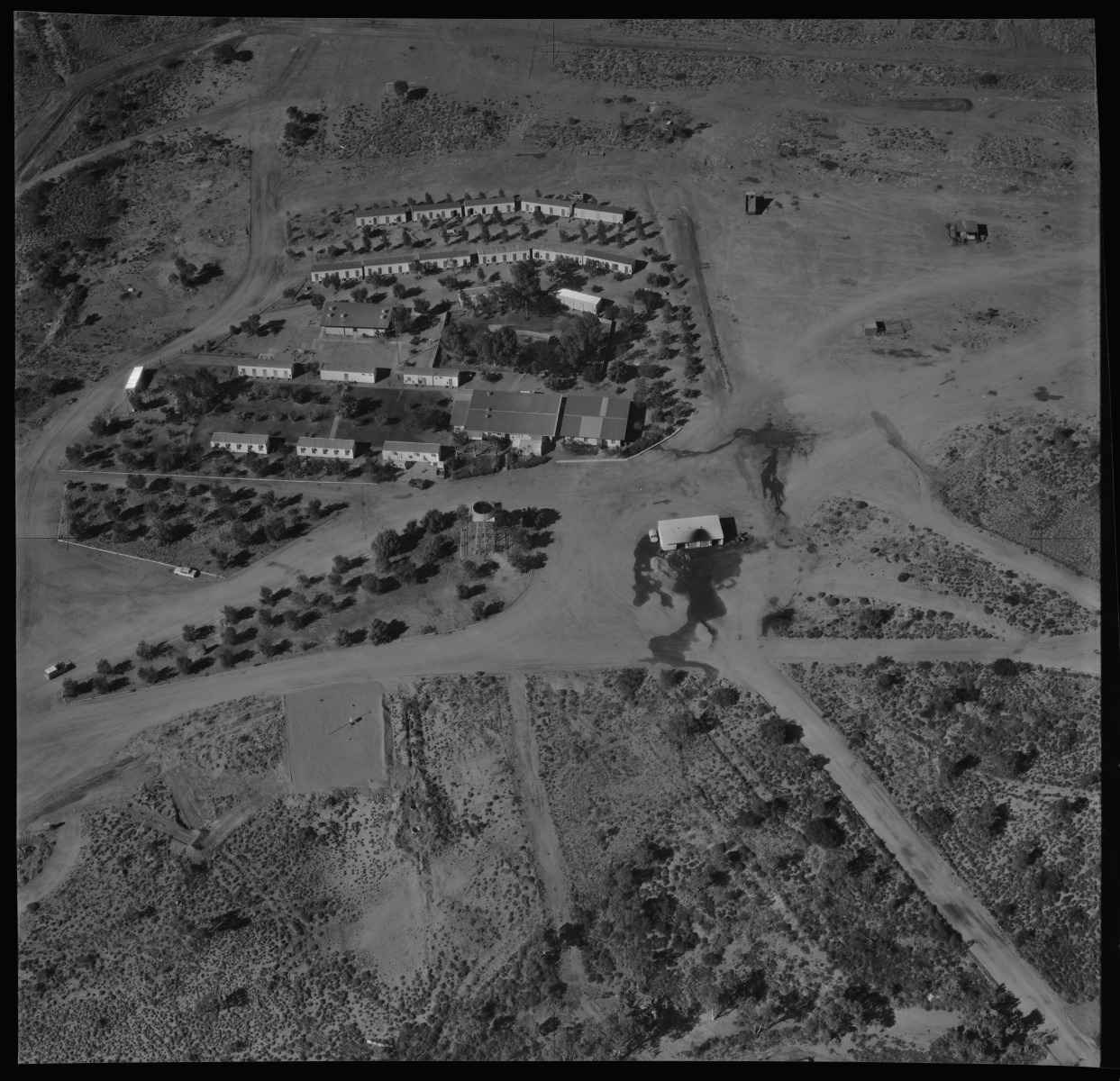Aerial photographs of the Mt Newman Iron Ore Railroad line camps Cowra ...