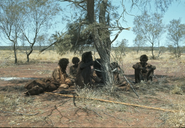 Aboriginal people at Warburton carrying out traditional activities ...