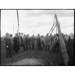 Raising a power pole, Kalgoorlie
