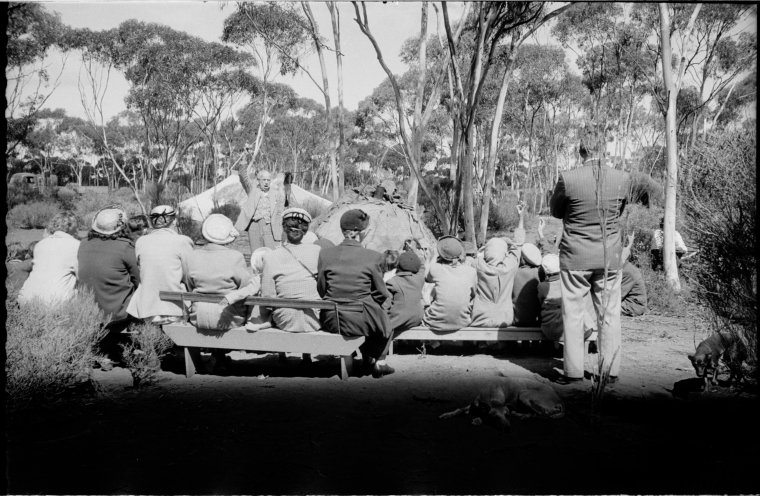 A Sunday service in the Aboriginal camp, Kurrawang - JPG 131.9 KB