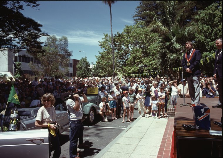 America's Cup victory parade in Subiaco with Mayor Richard Diggins and ...