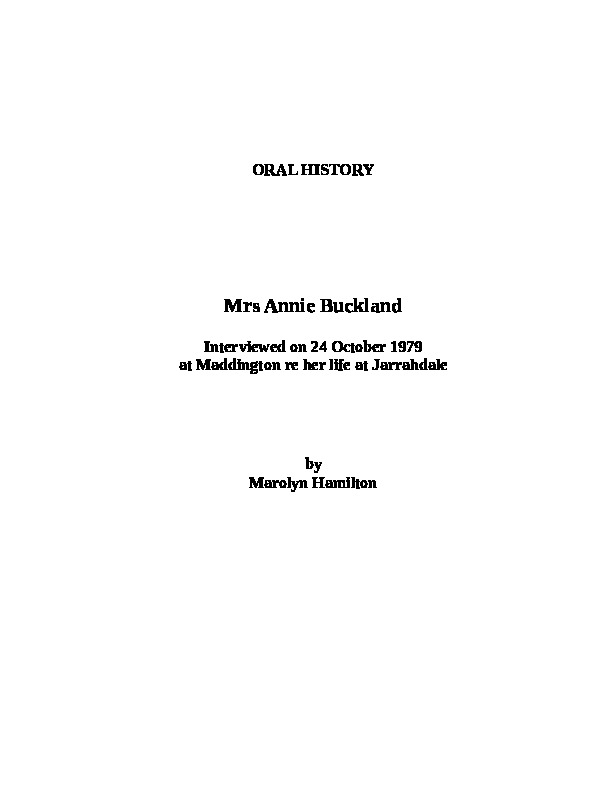Interview with Annie Buckland and her son Colin in 1979 / - PDF 124.7 KB