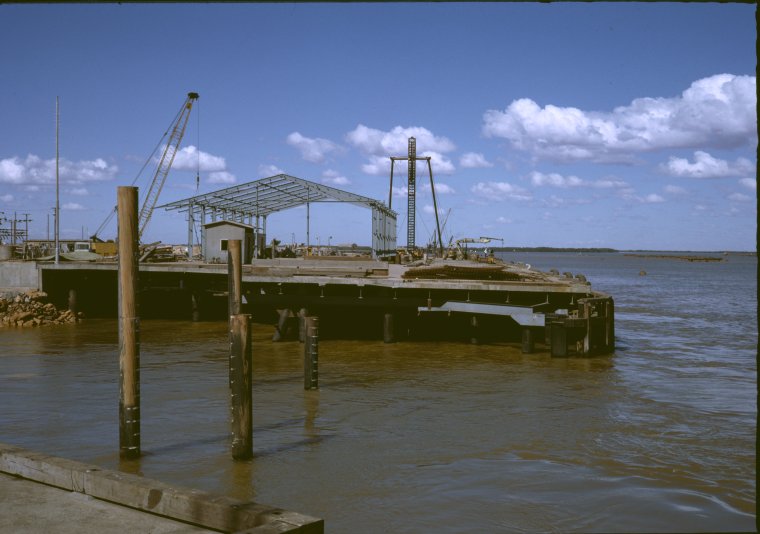 Construction of new government wharf by P.W.D. Dept. for Leslie Salt ...