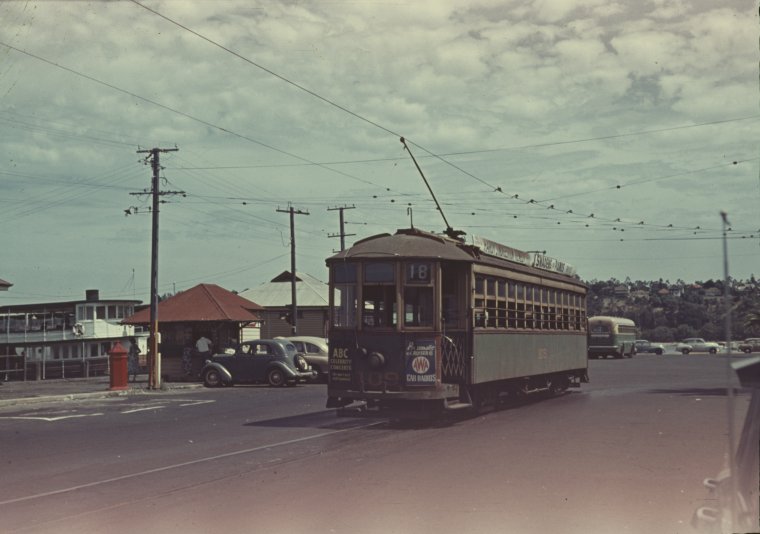 Tram No. 109 at Barrack St. Jetty (southern leg) looking west, en route ...