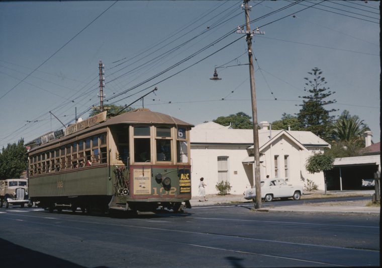 Tram No. 102 on Hay St., West Perth near Ventnor Avenue, en route to ...