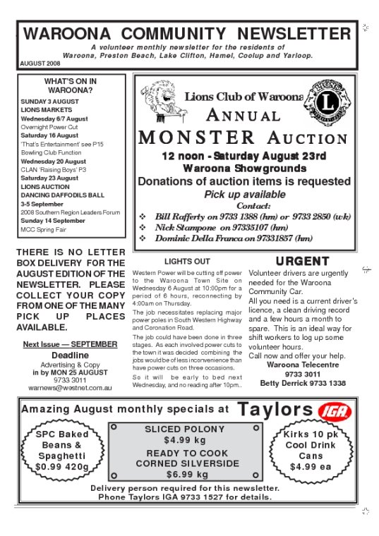 Aug 2008 - State Library of Western Australia