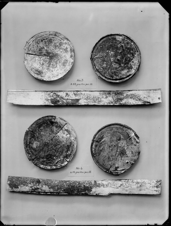 Tin samples showing grains of tin per pound - JPG 102.9 KB