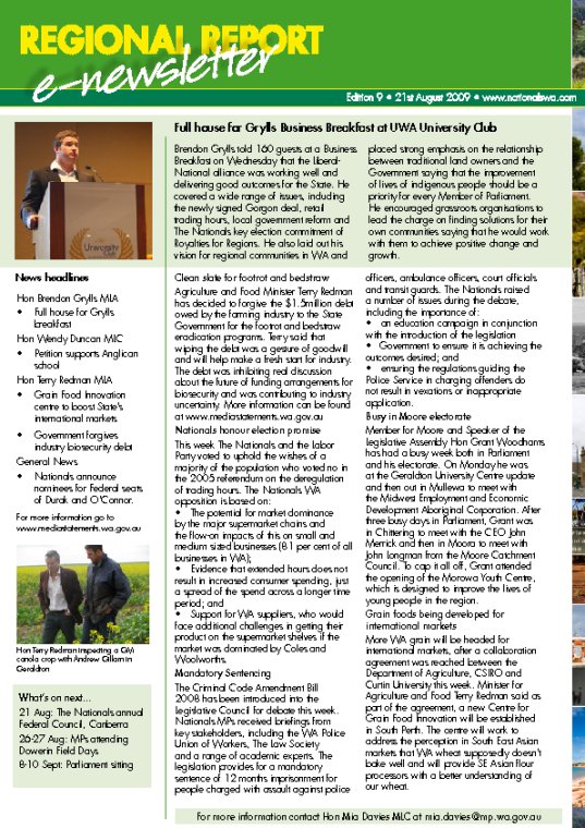 Regional report e-newsletter - PDF 172.3 KB