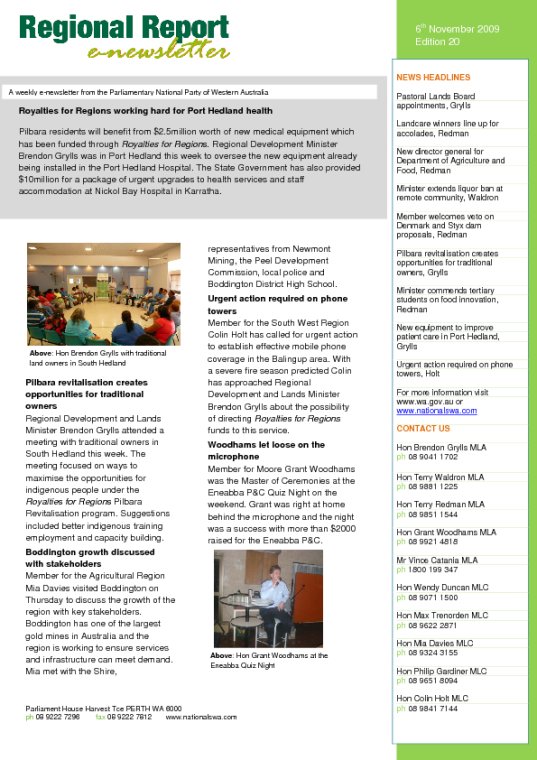 Regional report e-newsletter