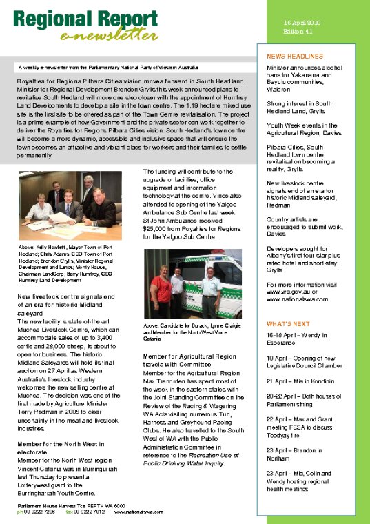 Regional report e-newsletter - PDF 212.2 KB