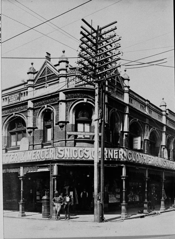 Snigg's Corner, J. J. Snigg Clothier in the McDonald Building on the ...