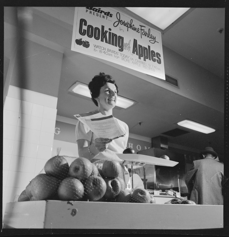 Cooking with apples with Josephine Farley in Bairds department store ...