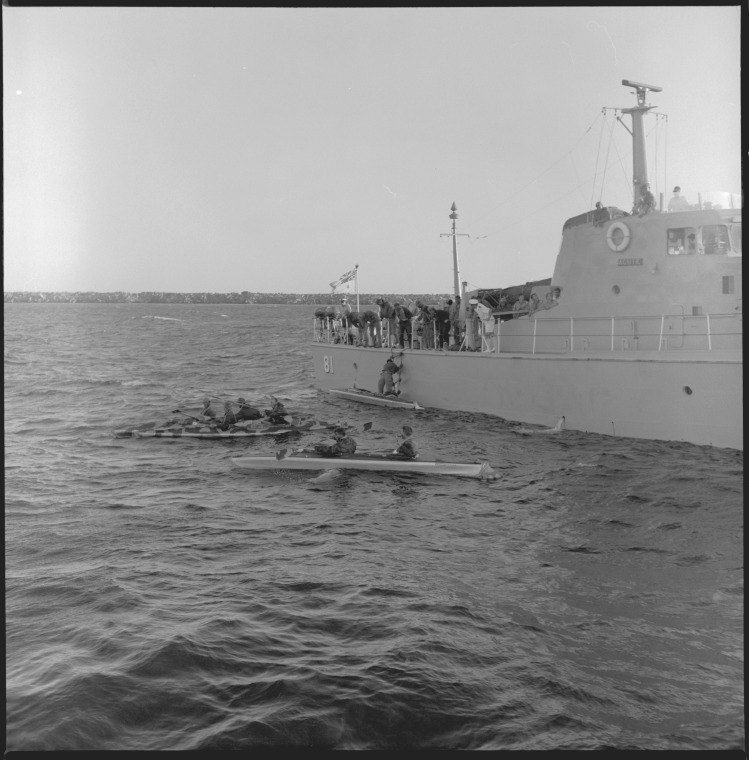 SAS canoeing to Rottnest Island from HMAS Acute (P81), February 1970 ...