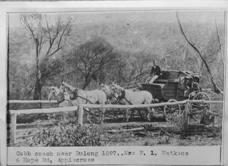 Copy of a print of a Cobb & Co coach near Bulong, 1897 - JPG 133.5 KB