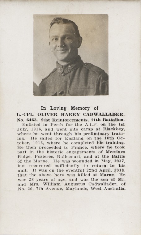 In loving memory of Lance Corporal Oliver Harry Cadwallader - JPG 88.4 KB