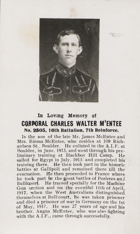 In loving memory of Corporal Charles Walter McEntee - JPG 101.5 KB