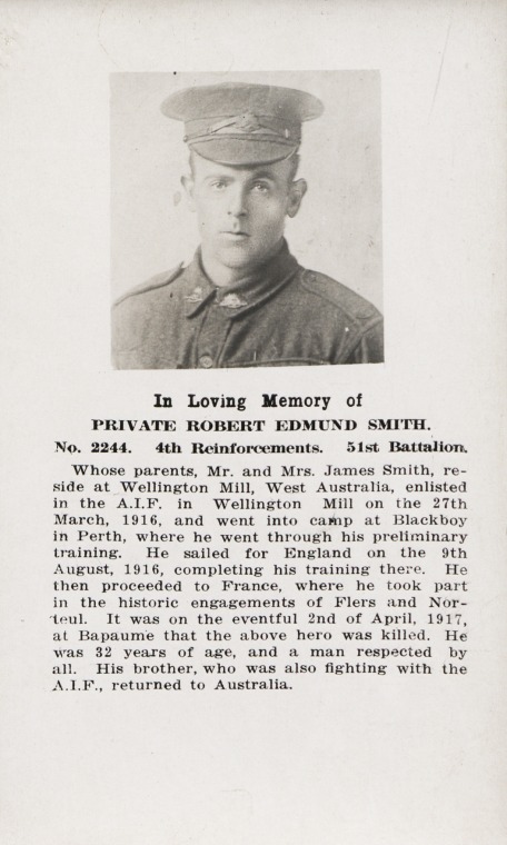 In loving memory of Private Robert Edmund Smith - JPG 85.2 KB