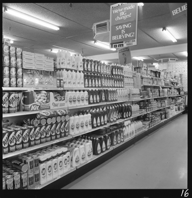 Inside a Tom The Cheap supermarket, Perth, 9 August 1976 - JPG 173.8 KB