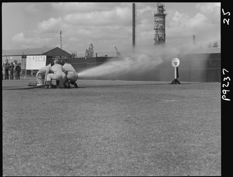 BP Kwinana Refinery Fire Brigade crews demonstrate their prowess at a ...