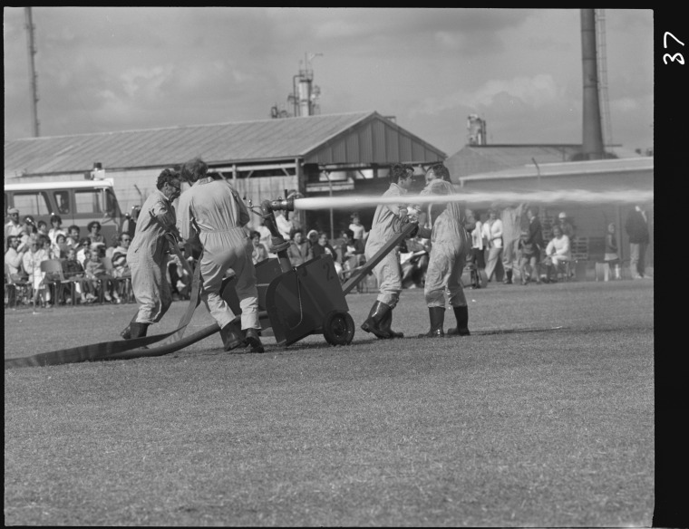 BP Kwinana Refinery Fire Brigade crews demonstrate their prowess at a ...